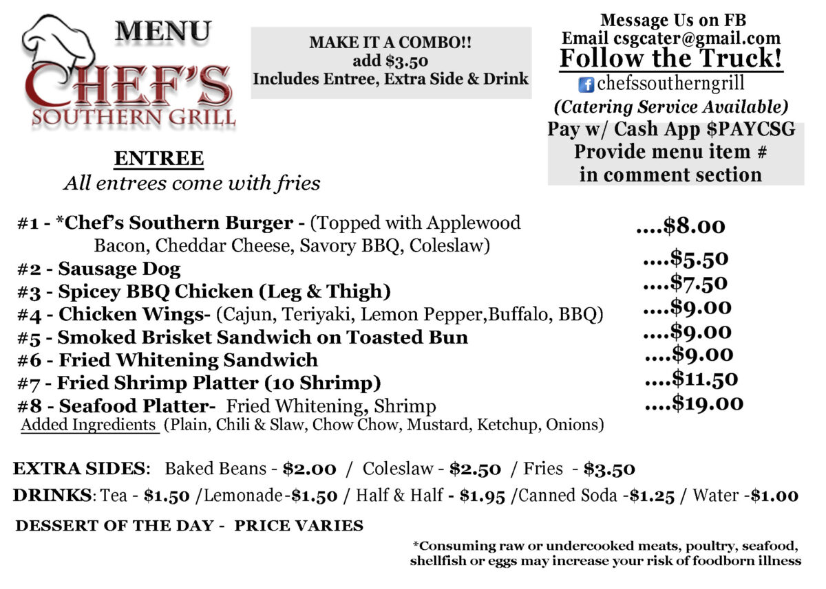 CSG MOBILE MENU – CHEF’S SOUTHERN GRILL